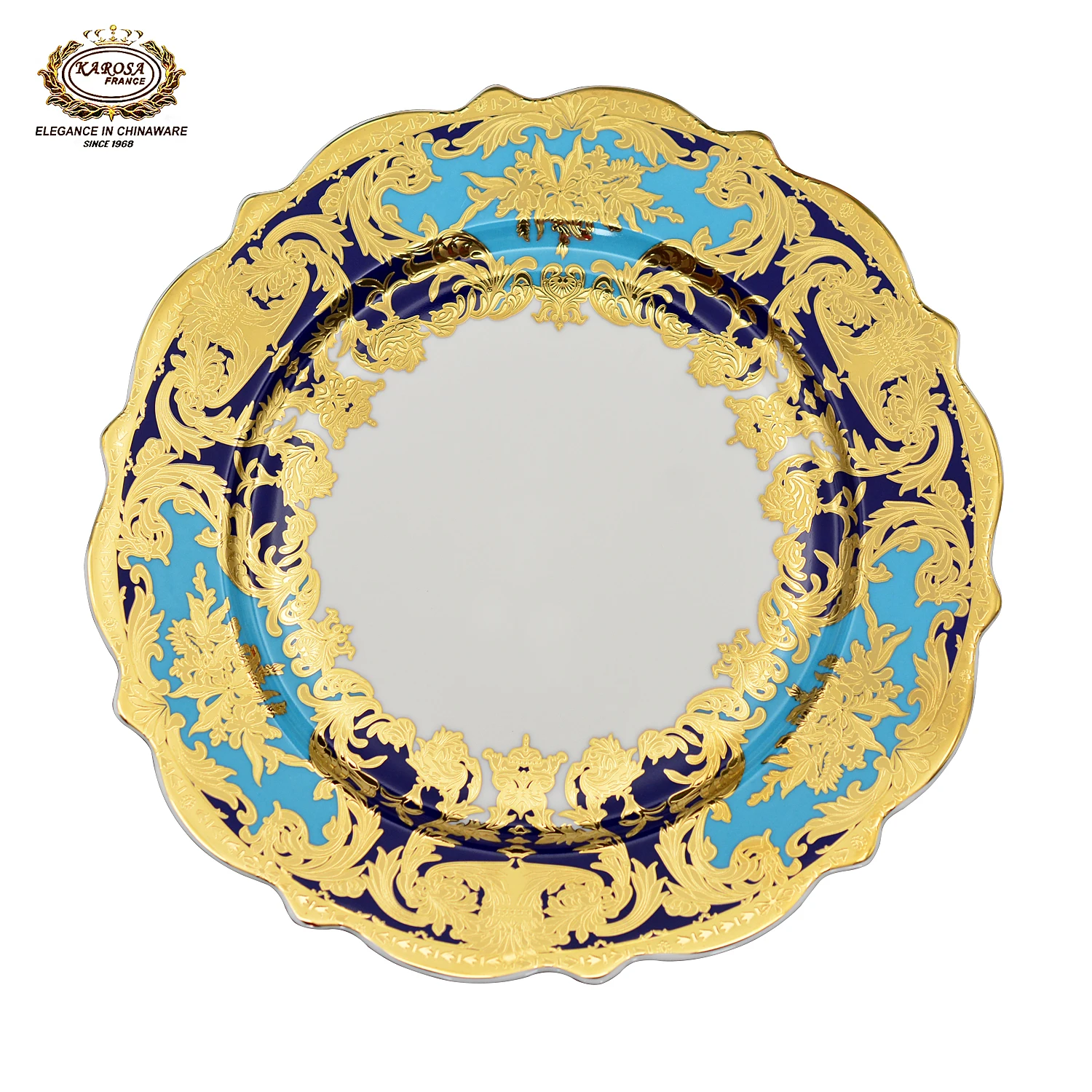 Karosa Design 98 Pcs Bone China Dinnerware Set - Luxury Embossed Gold ...