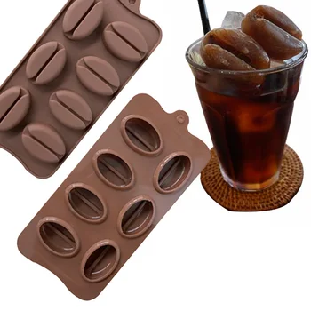 7 Cavity 3d Coffee Bean Ice Cube Tray Mold Diy Chocolate Ice Cube Candy ...