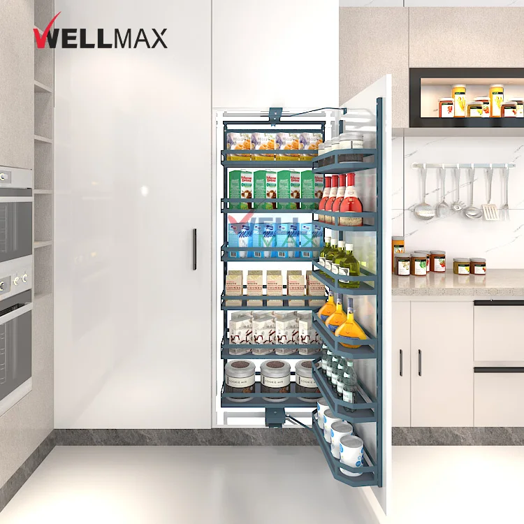 WELLMAX Pull Out Pantry Organizer With Adjustable Height Kitchen ...