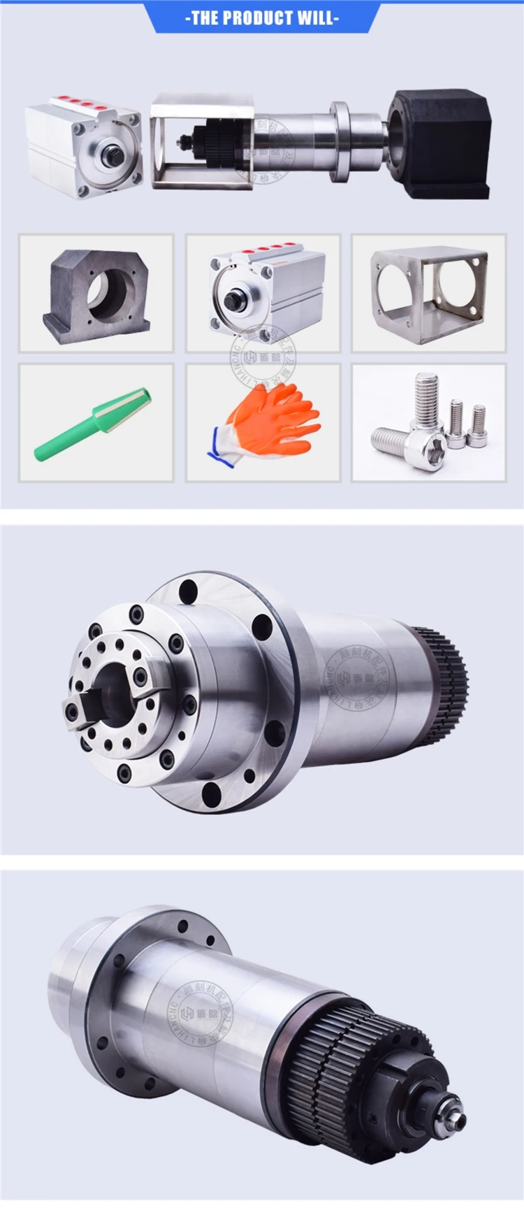 6000rpm 90mm Self-cooling Belt And Pulley Spindle Shaft Turning Steel ...