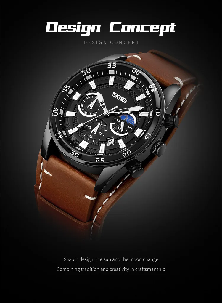 Time Beauty Fashion Six-Pin Waterproof Belt Watch Leather ...