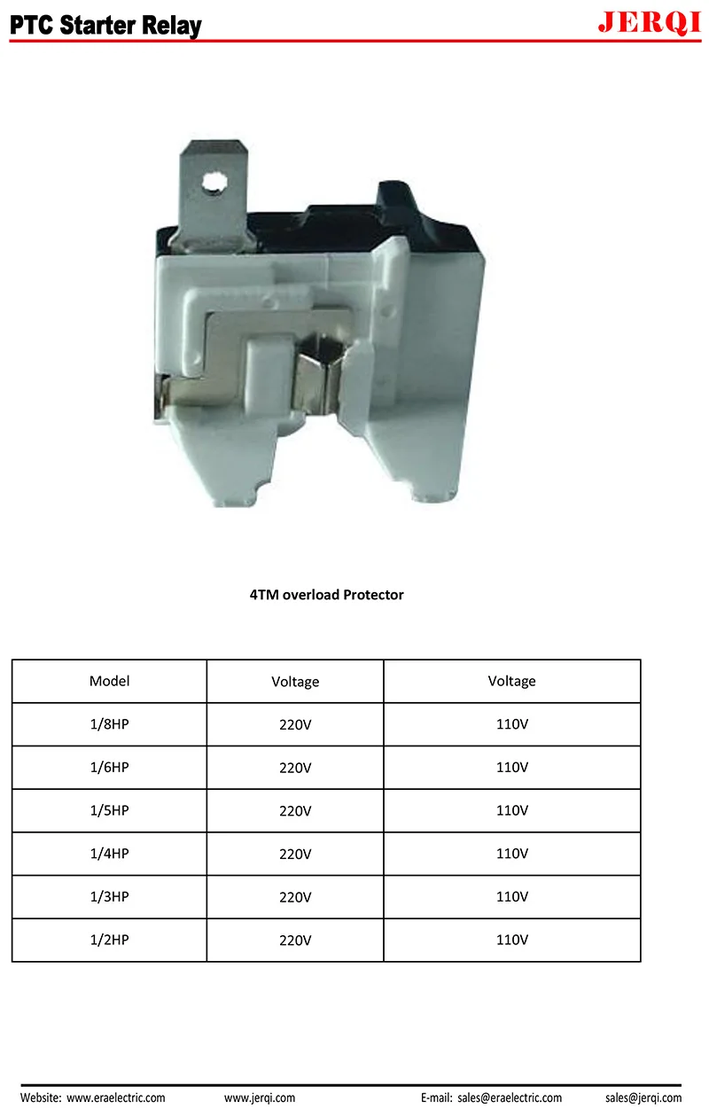 1/2HP 1/3HP 1/4HP 1/6HP 4TM 110V 220V Klixon Compressor Starter Relay