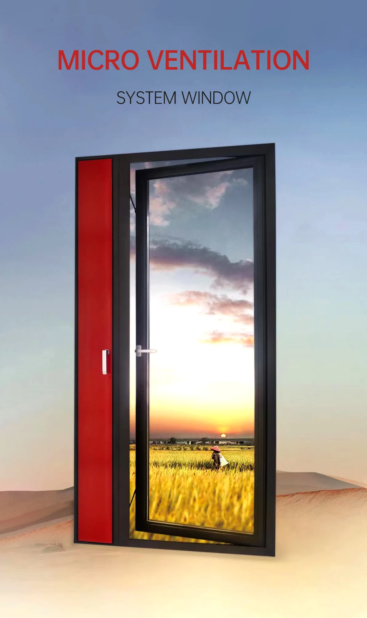 Aluminium Window Weidun 75 Micro Ventilation Broken Bridge Aluminum System Window Family Seal ...