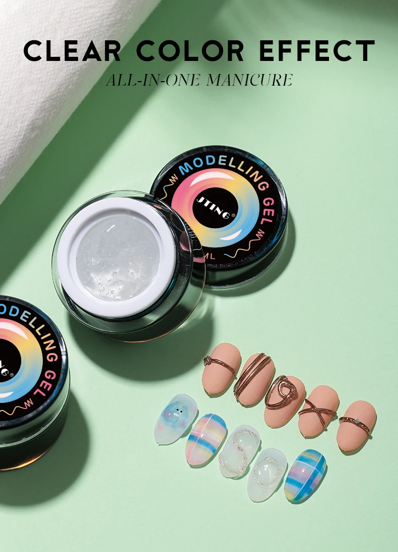 JTING Non Sticky DIY 3D Effect Clear Rubber Modelling Gel Polish 15g