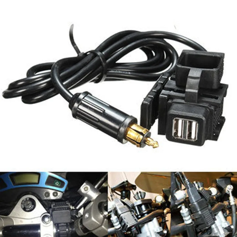 Dual Usb Port Waterproof Motorbike Handlebar Fast Charger Adapter Power ...