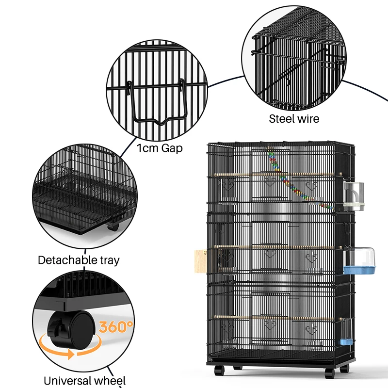 55 Inch Metal Large Bird Cage With Rolling Stand For Parrot Lovebird ...