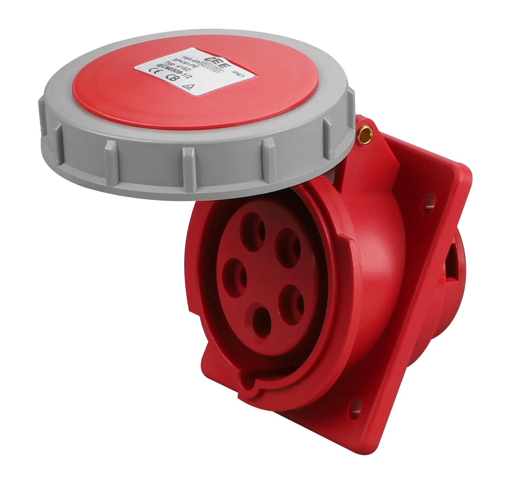 CEE IP67 Waterproof Panel Mounted Receptacle - 32A Industrial Plug