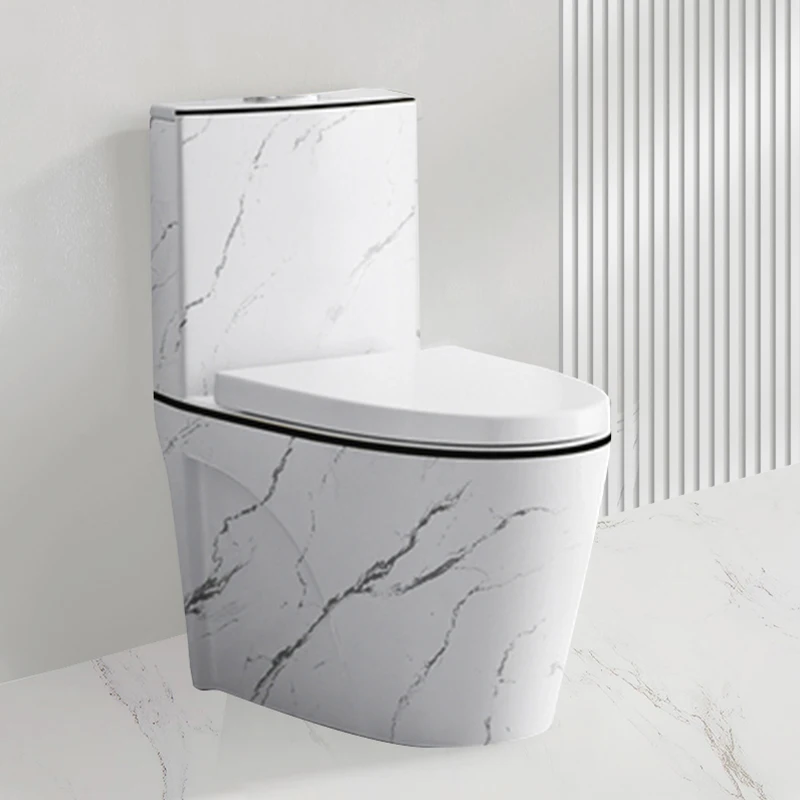 Modern White Marble Gold Black Line Design Bathroom Wc