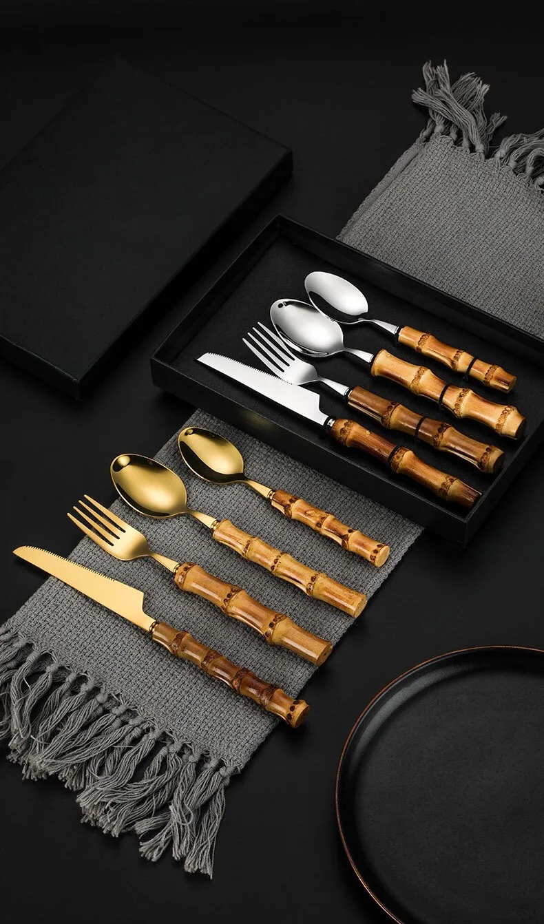 Eco-friendly Bamboo Handle Cutlery Set For Home & Restaurant - Oem ...
