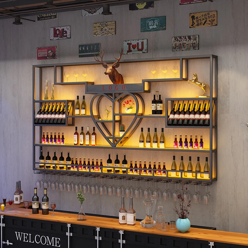 Customized Industrial Led Lights Pub Wall Mount Bar Shelf Display Wine ...