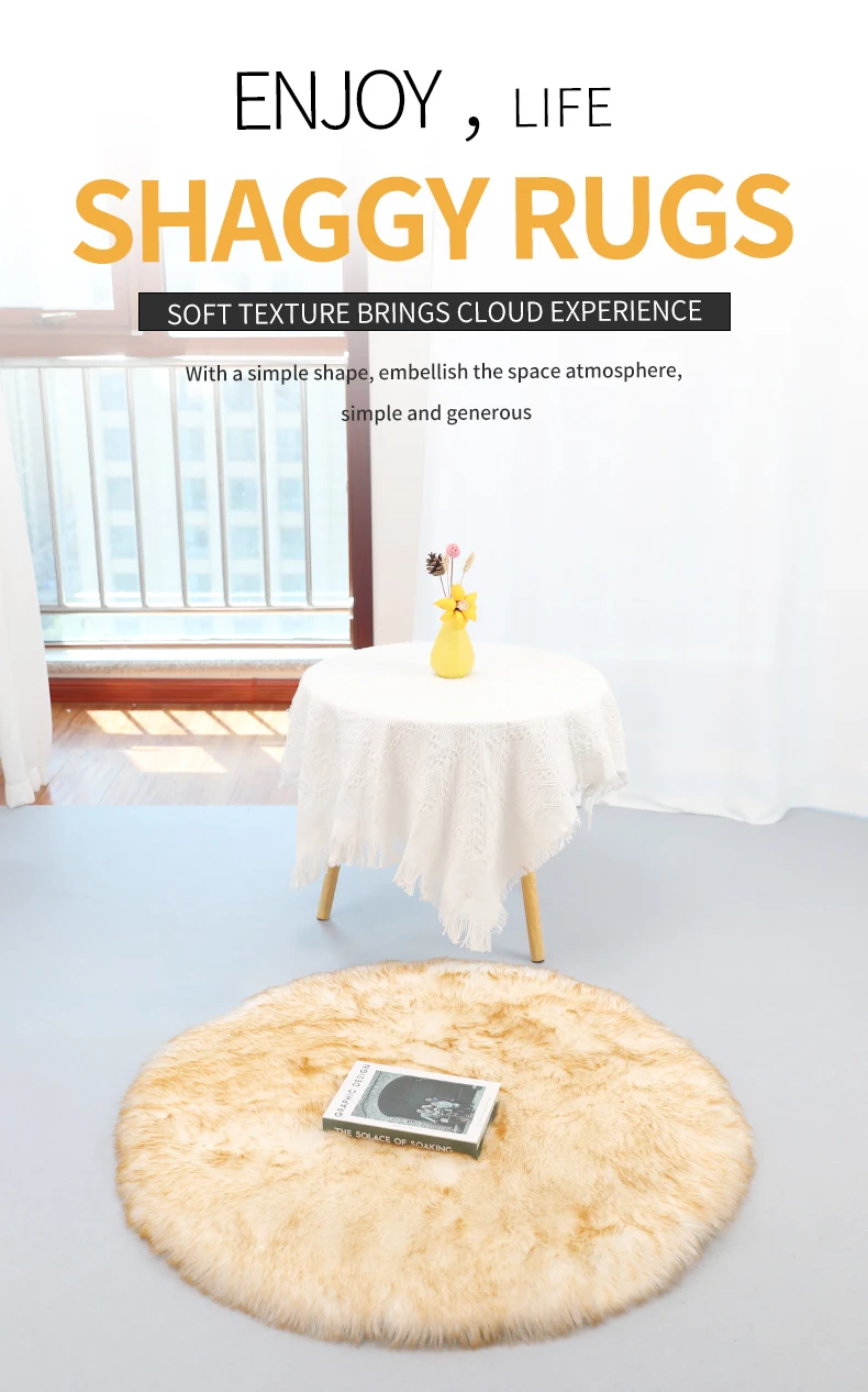 Round Pink Faux Fur Rugs Bedroom Washable Long Hair Soft Fluffy Seat ...