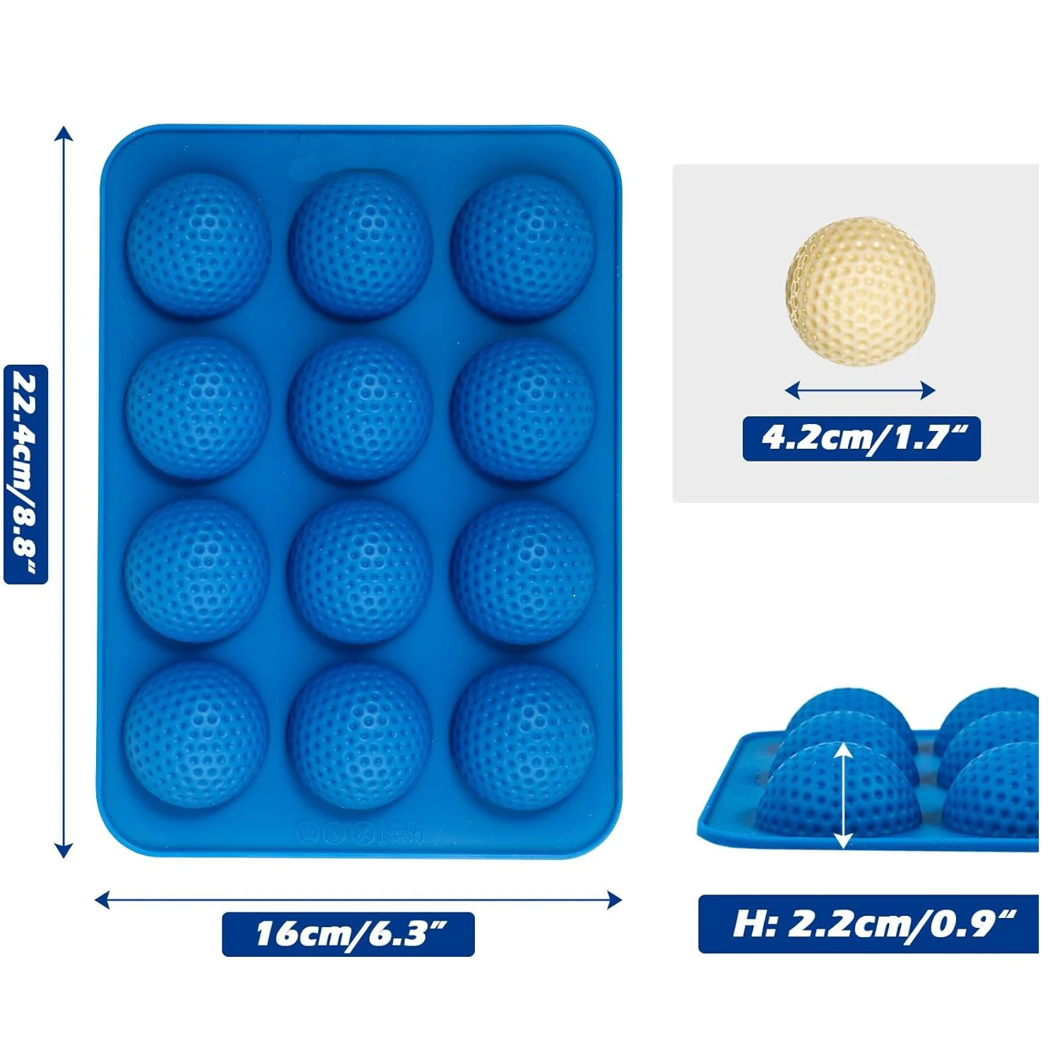 Alibaba.com: 12-Cavity Silicone Golf Ball Mold for Chocolate, Cake ...