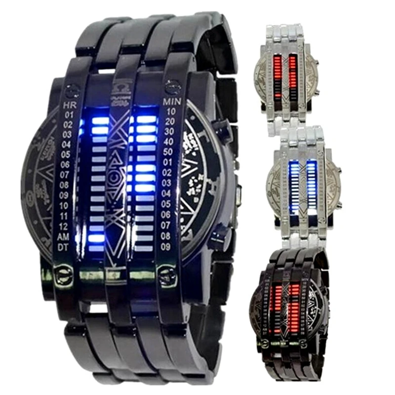 Luxury Men's Stainless Steel Watch with LED Display