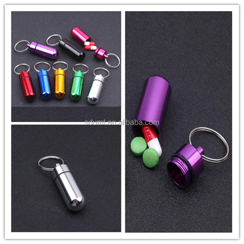 17MM*48MM Aluminum Alloy Medicine Bottle Keychain Case Container ...