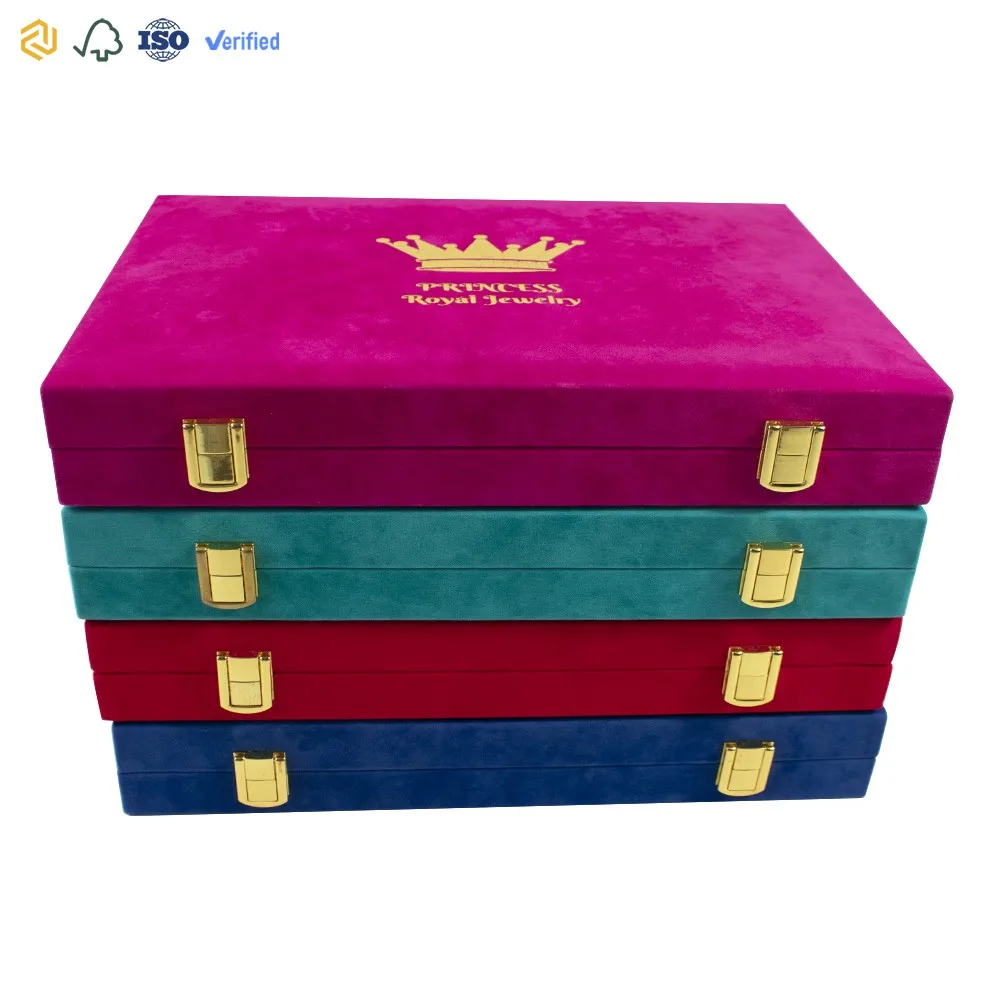 Large Luxury Velvet Jewelry Set Carry Gift Case Necklace Box Jewelry ...