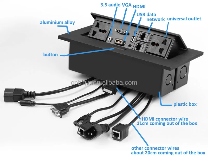 Table Power Multimedia Connectivity Box for Conference Study Room with ...