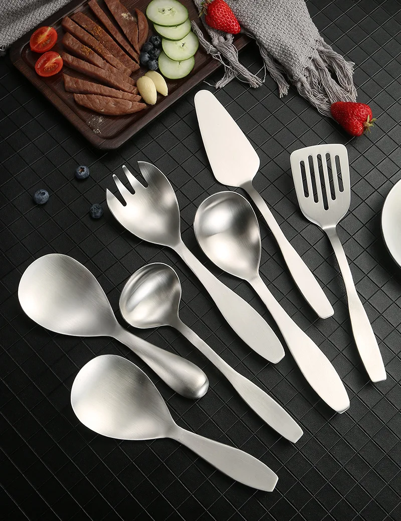 High Quality Stainless Steel Flatware Set Large Metal Cooking Serving ...