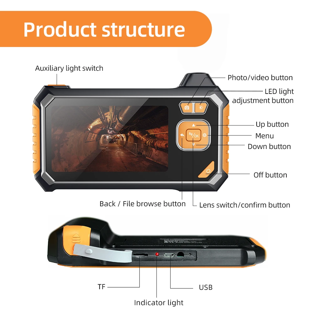 Inskam 113 Handheld Industrial Endoscope Industrial 4.3 Inch Lcd Screen ...
