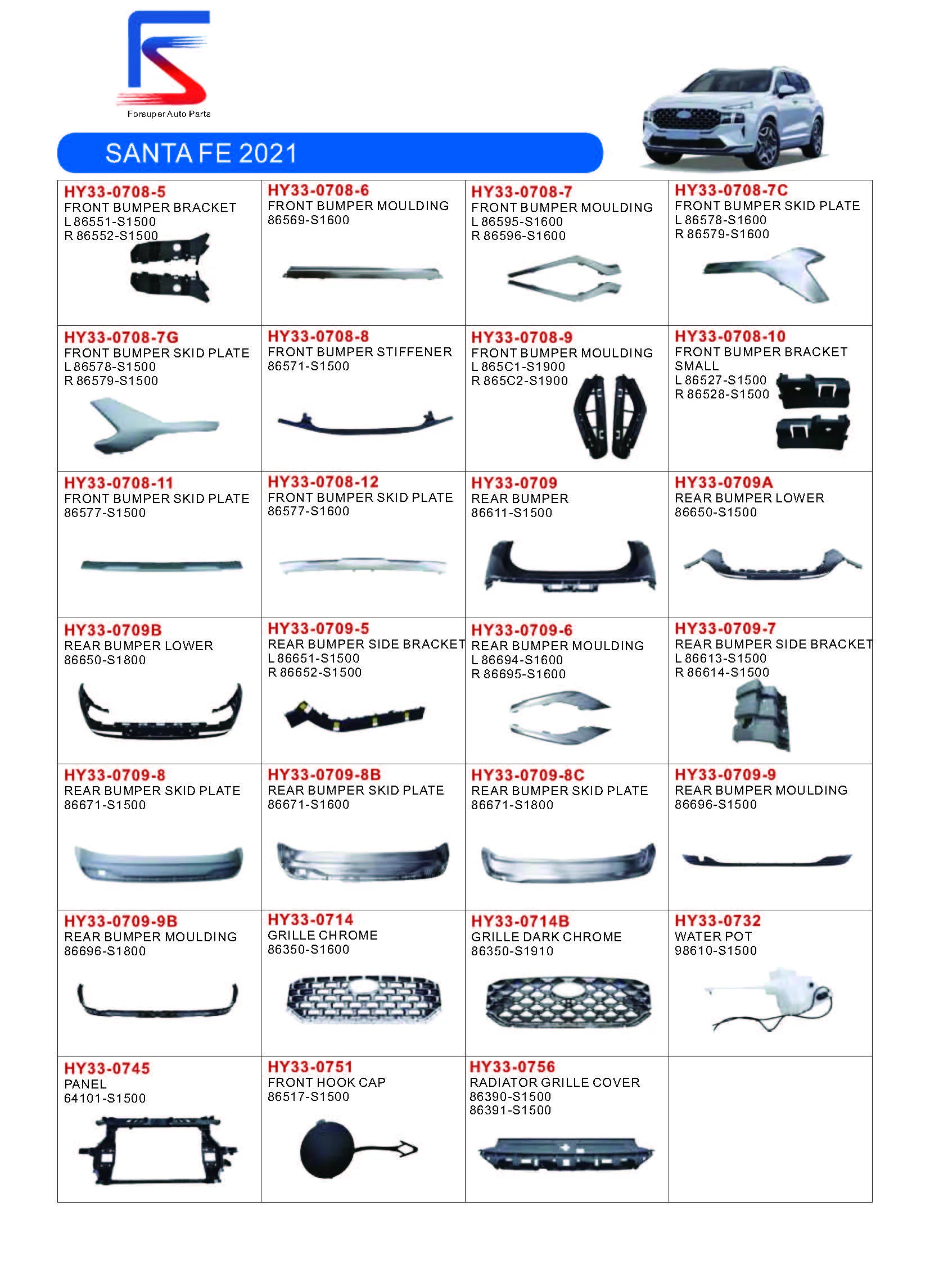 86510-S1510 Front Bumper for Hyundai Santa Fe 2021