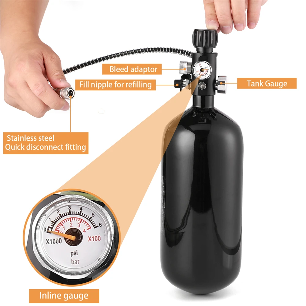1.6L DOT Carbon Fiber Tank with Dual Gauge Valve - Complete PCP ...