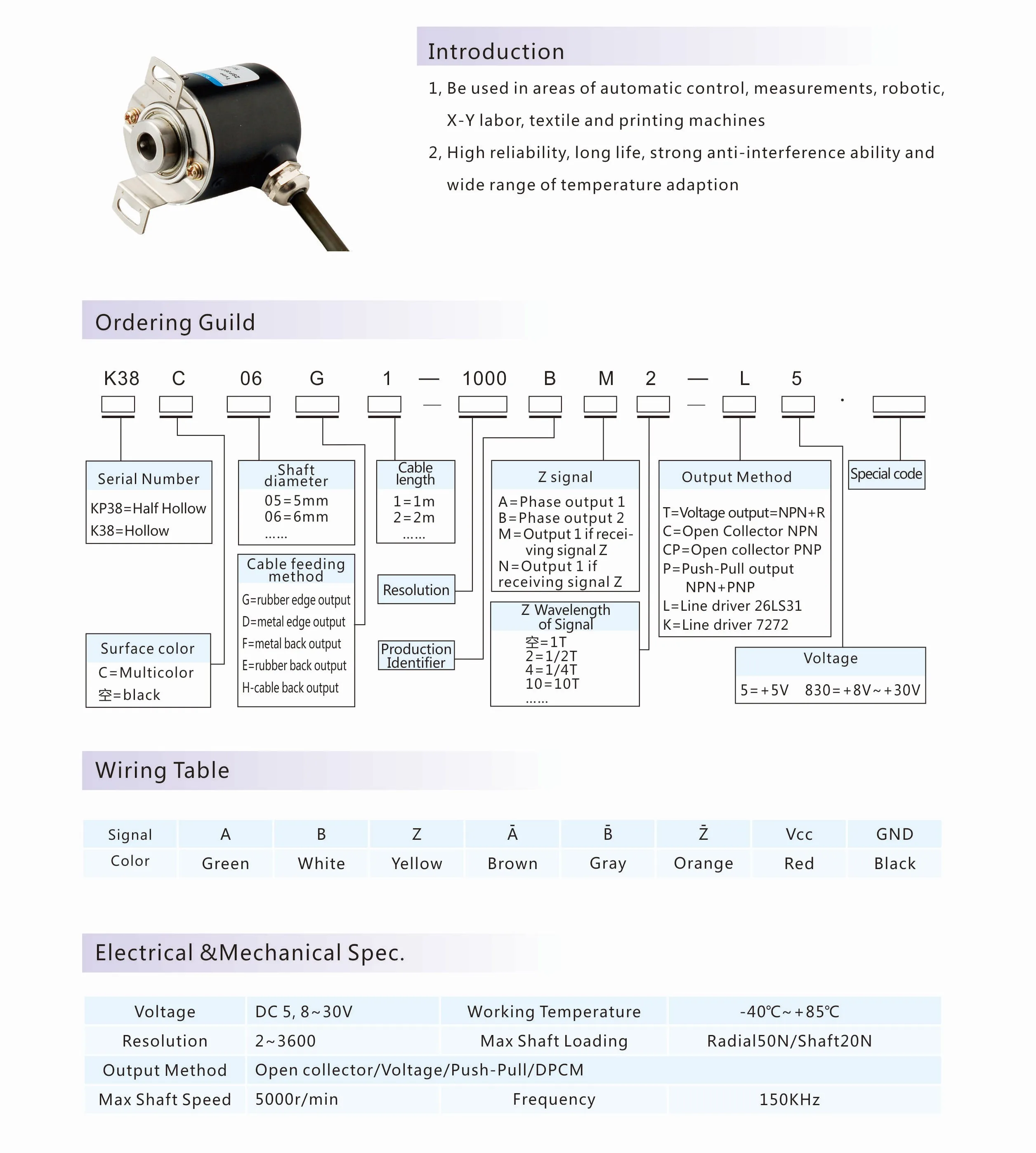 38mm Rotary Encoder Industrial Machine Incremental Optical Encoder ...