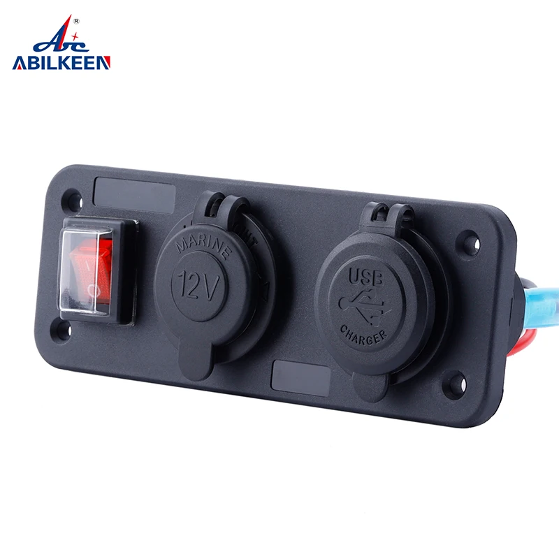 Rocker Switch 3 Gang IP68 12V Socket - Waterproof & Durable