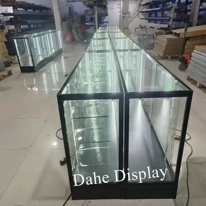 6ft Smoke Shop Adjustable Shelves Display Aluminum Frame 7mm Tempered ...