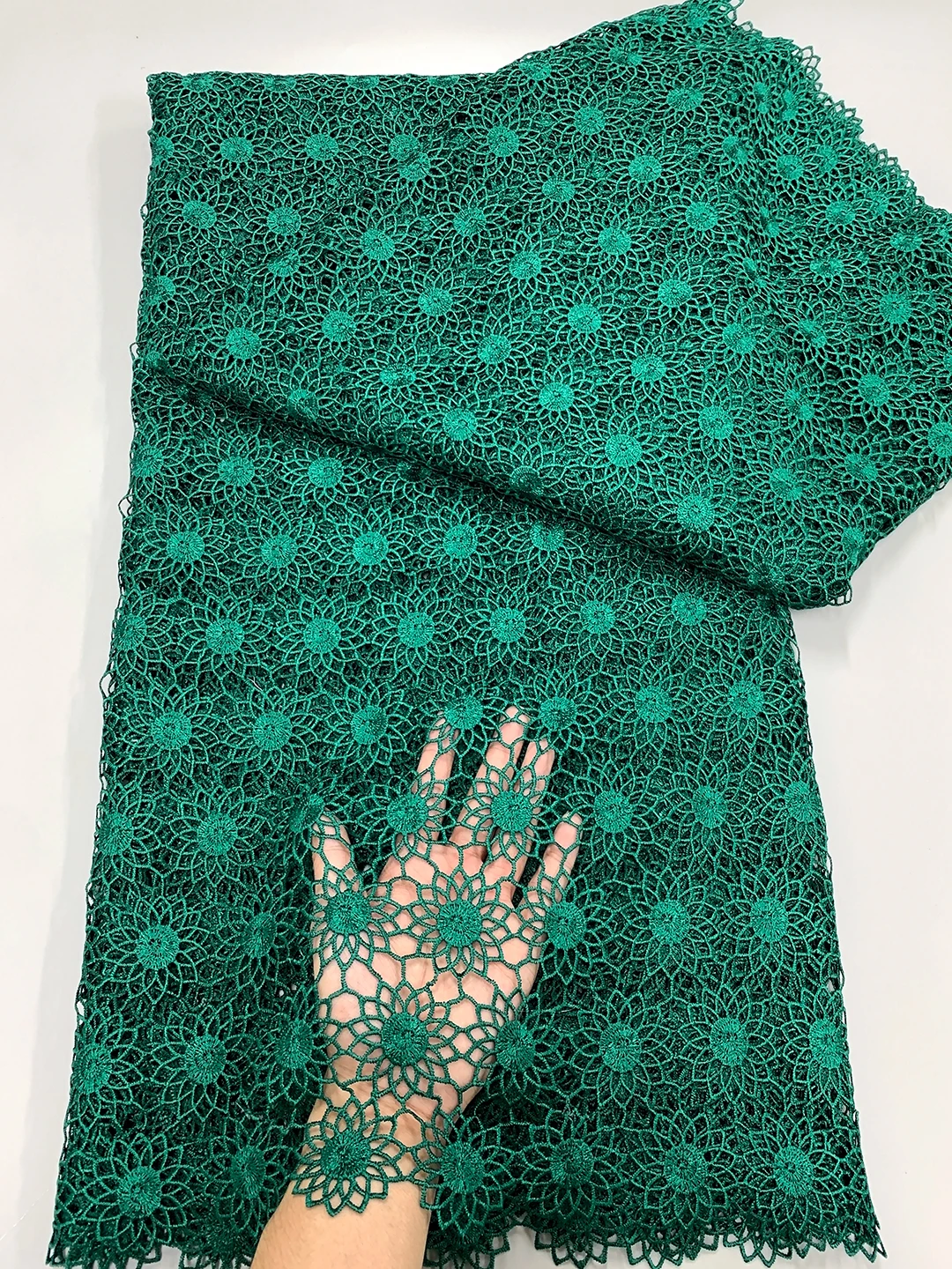 Orange Sinerger Cord Lace Fabric - Perfect for Dress & Events