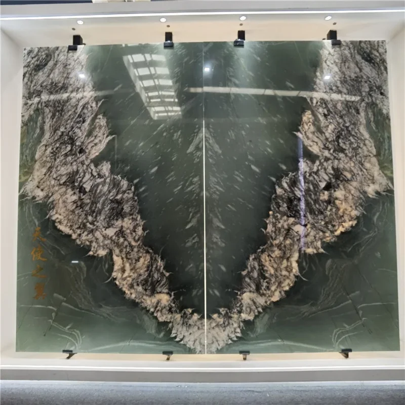 Book Match Green Quartzite Backlight Led Brazilian Exotic Stone Slab ...