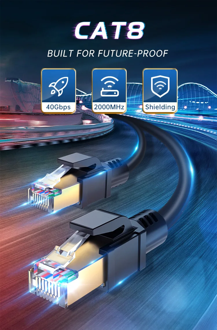 Factory Oxygen Free Pure Copper Cat8 Shielded Esports Broadband Network ...