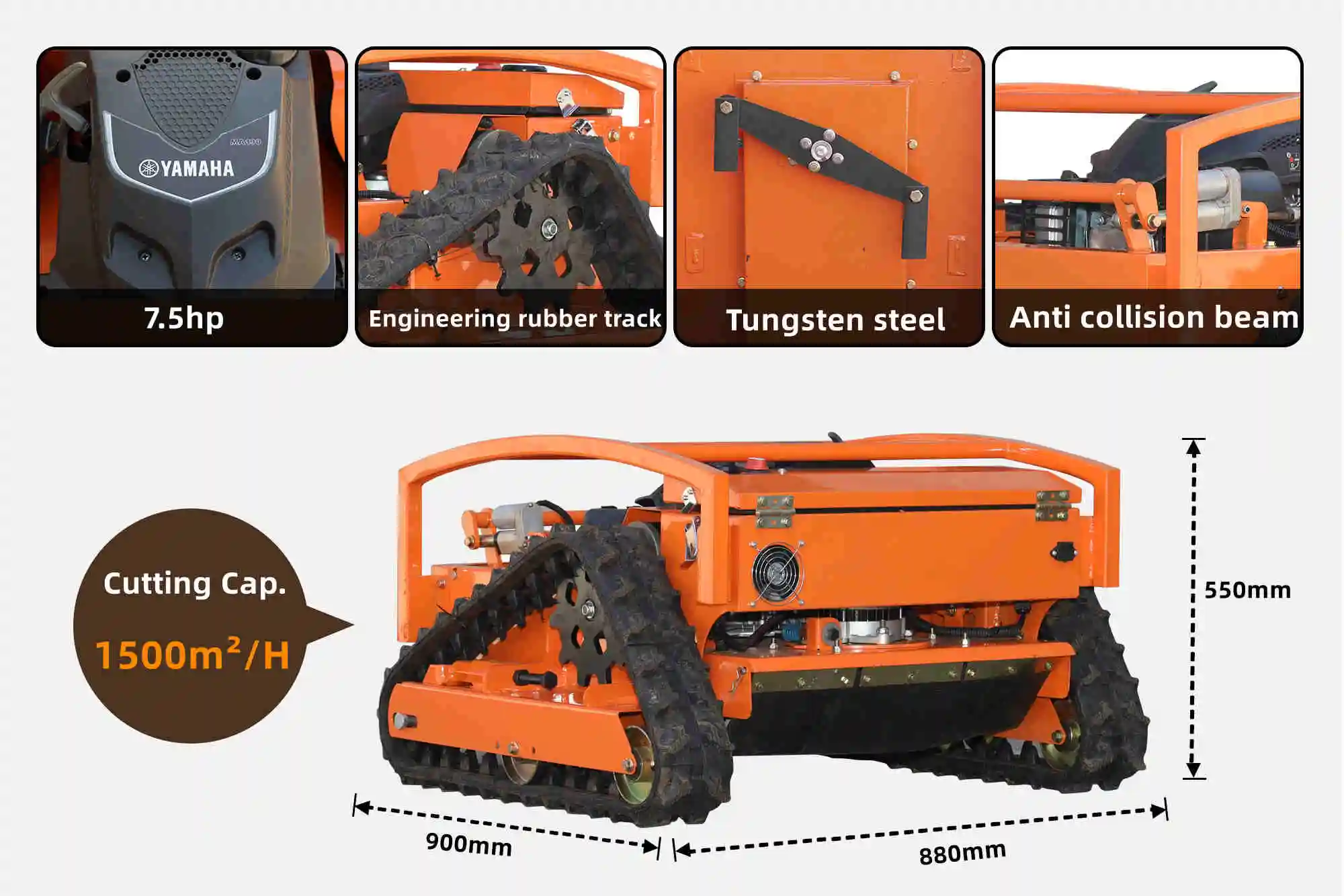 Wireless Remote Control Forestry Machinery Remote Control Crawler Mower ...