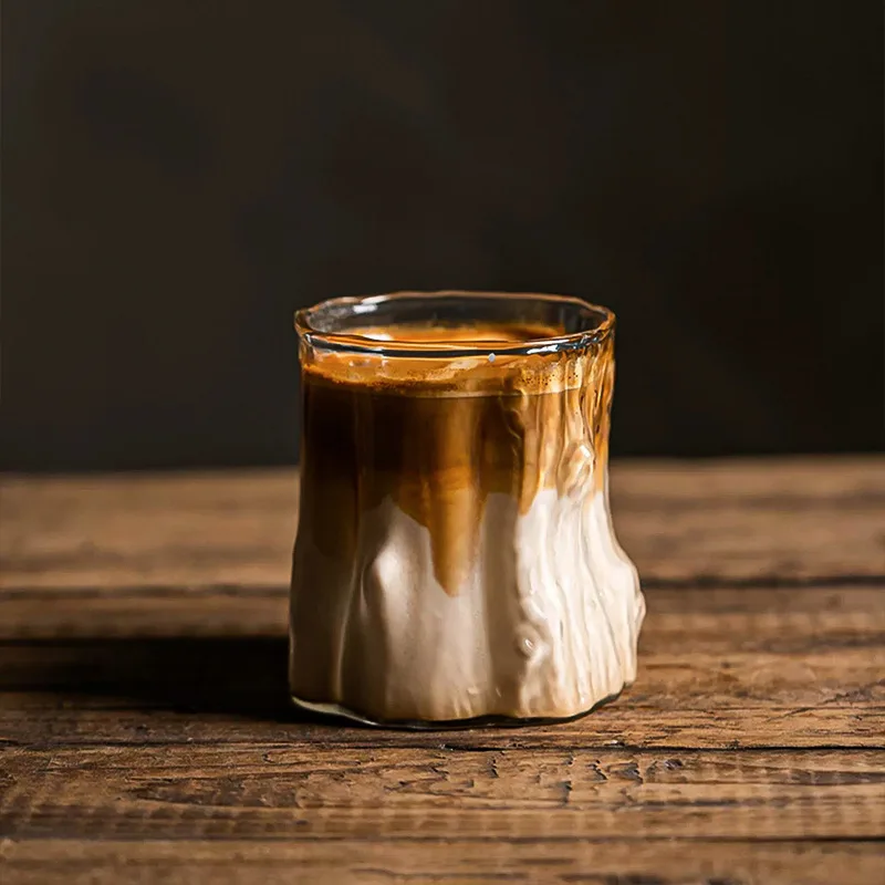 Stump Design Coffee Cup,Large Wide Mouth Clear Glass Tea Cup Aesthetic ...