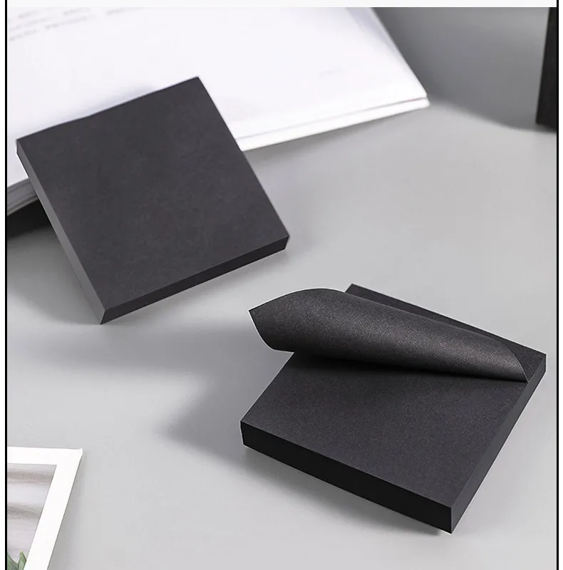 Classic Black Sticky Notes Office School Self-adhesive Notepad Memo Pad ...