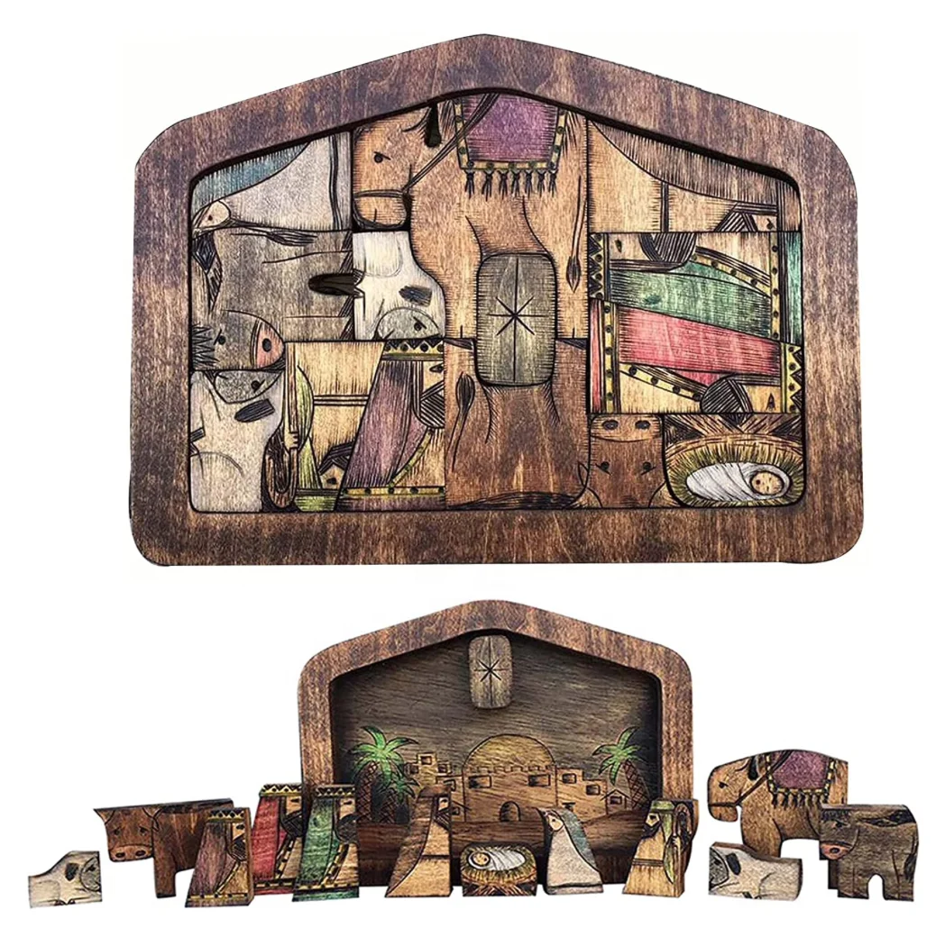 Custom Wooden Jesus Puzzle Statue,Nativity Puzzle With Wood Burned ...