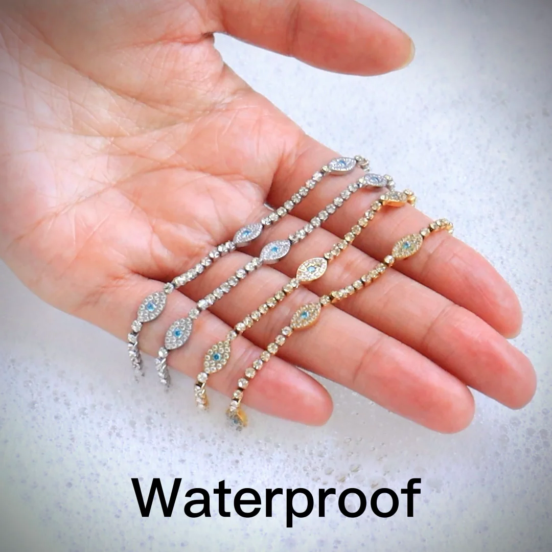 Personalized Shiny Full Diamond Blue Eye's Choker Necklace Bracelet ...