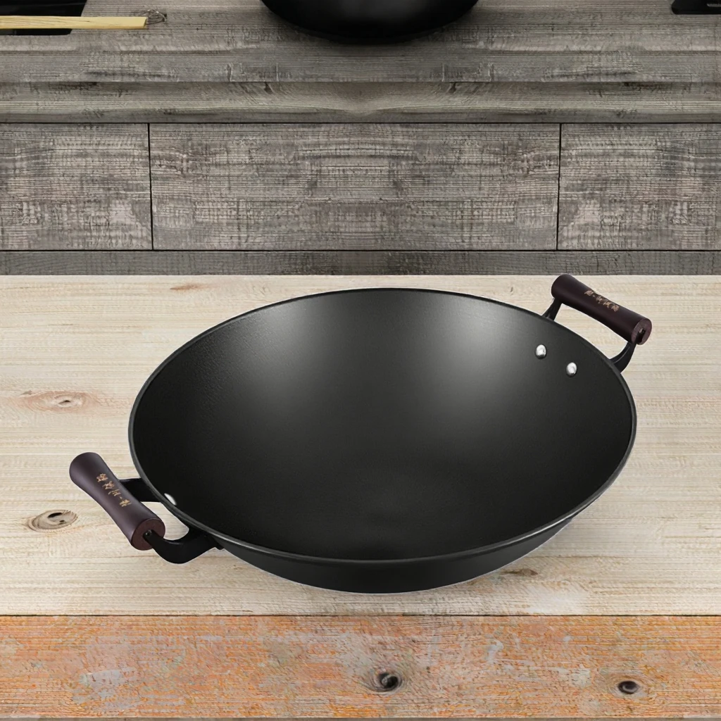 New Fashioned Household Cast Iron Wok with Two Ears Non-Coated Non ...