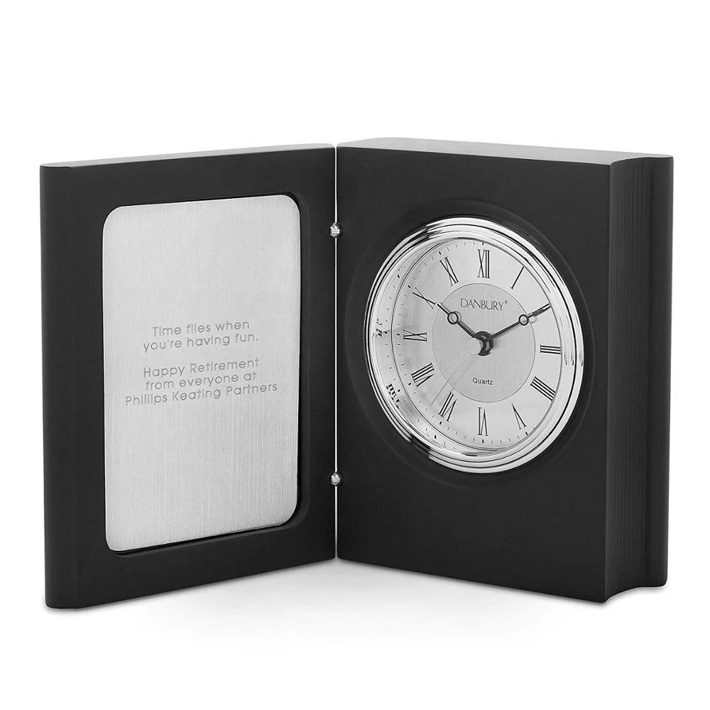Personalized Matte Black And Silver Book Clock - Buy Black Book Clock ...