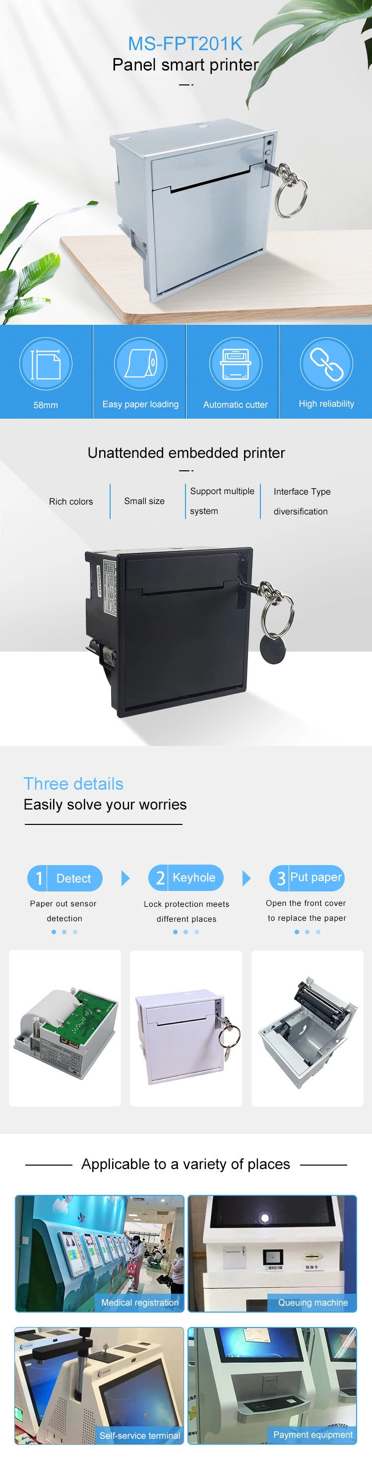 Rs232c Usb 100mm/s Ticket Receipt 58mm Thermal Panel Printer With Auto ...