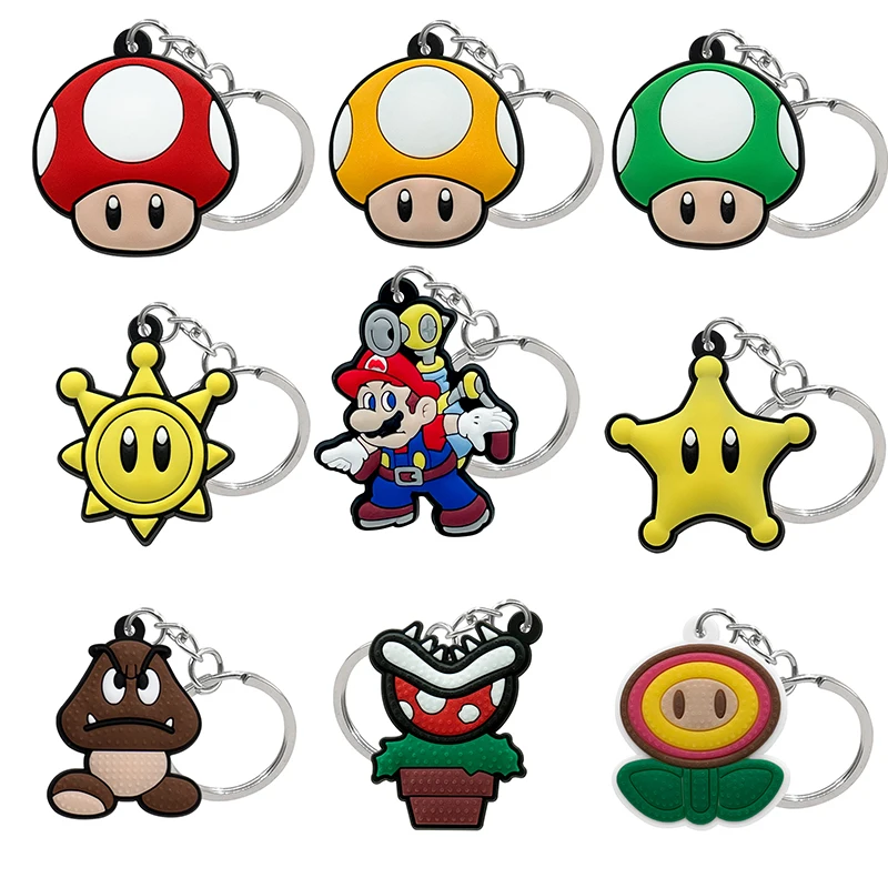 Silicon Key Ring Hot Game Character Mario Luigi Peach Wario Keychain ...