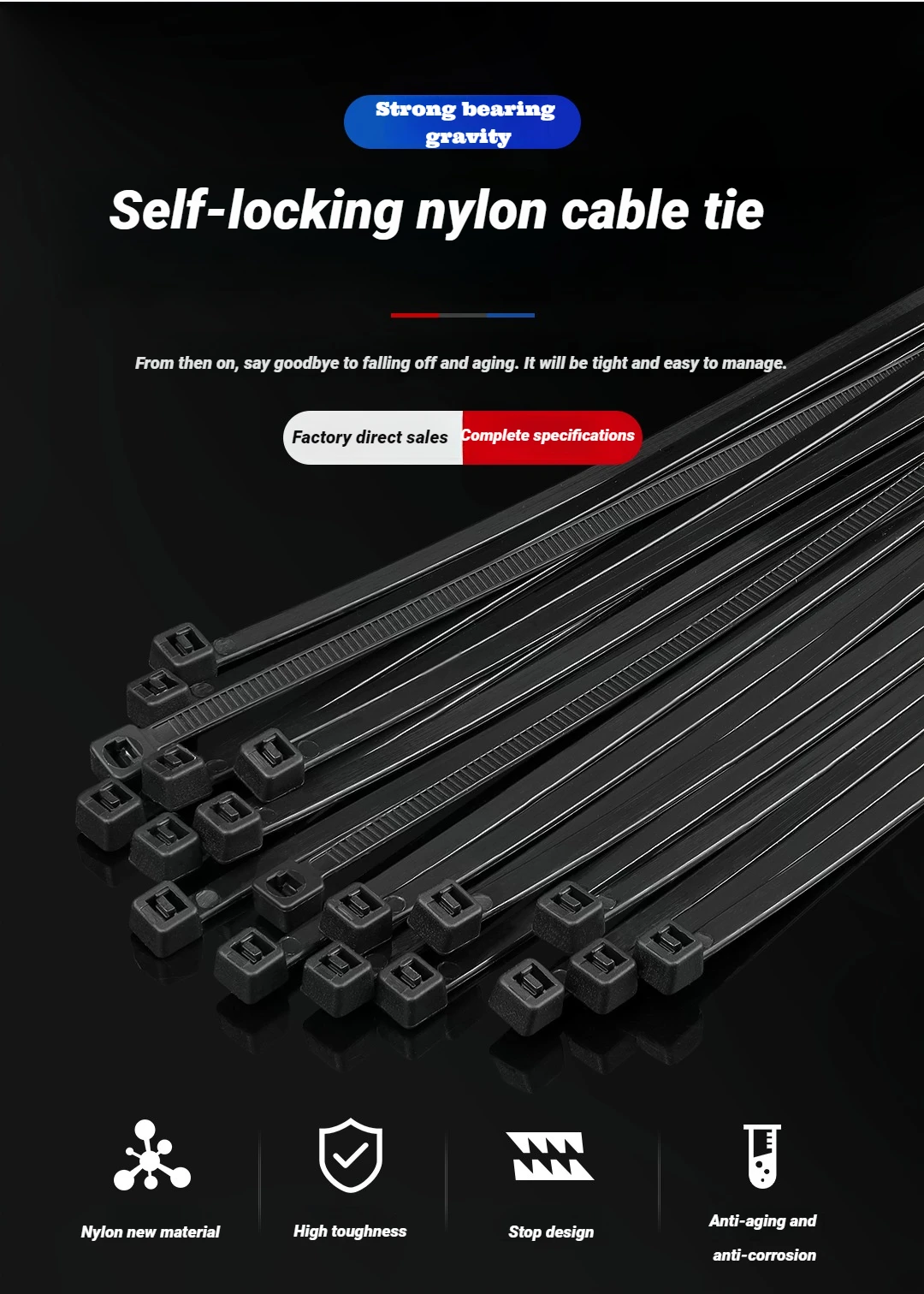 Nylon Self-locking Cable Tie,Wire Harness,Binding Tape New Material Can ...