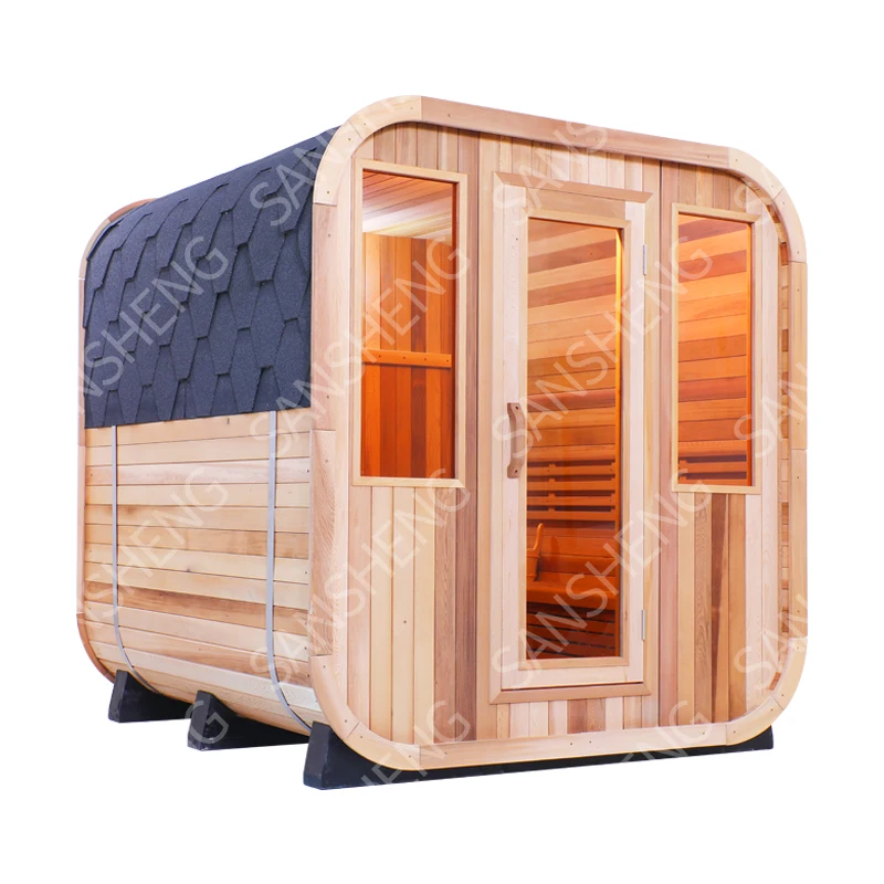 4 People Hemlock Traditional Square Sauna Steam Barrel Sauna Outdoor ...