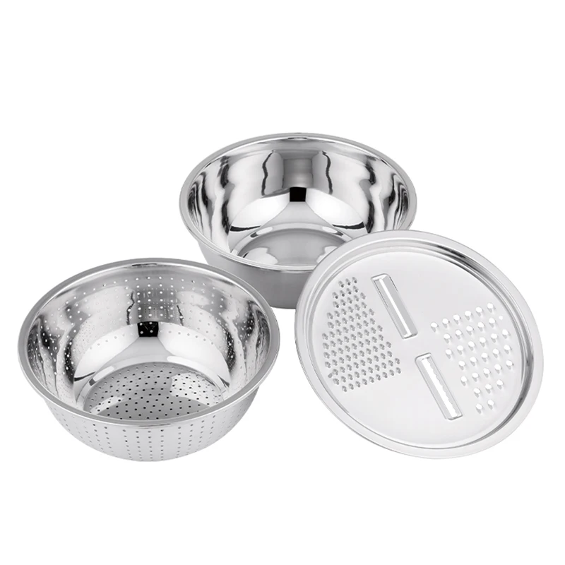 201 Stainless Steel Rice Sieve & Fruit Vegetable Basin Set