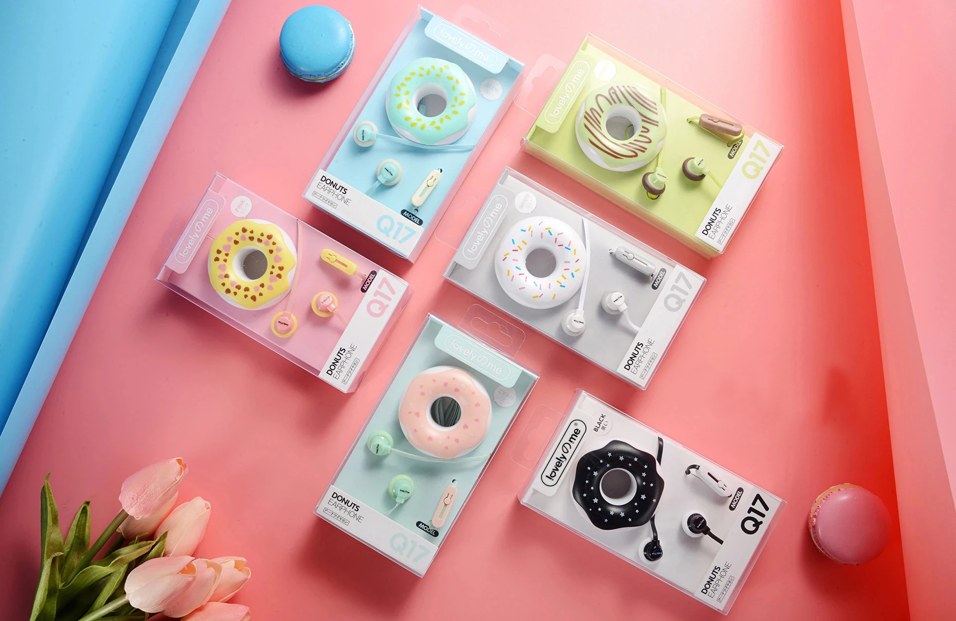 Donut Kids Headset Earphone And Donut Macaron Earphone Earbuds Cute ...