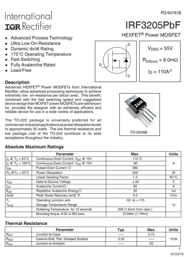 Original Irf3205 Transistor Irf3205 Mosfet Transistor Irf 3205 Power Mosfet Transistor N-channel ...