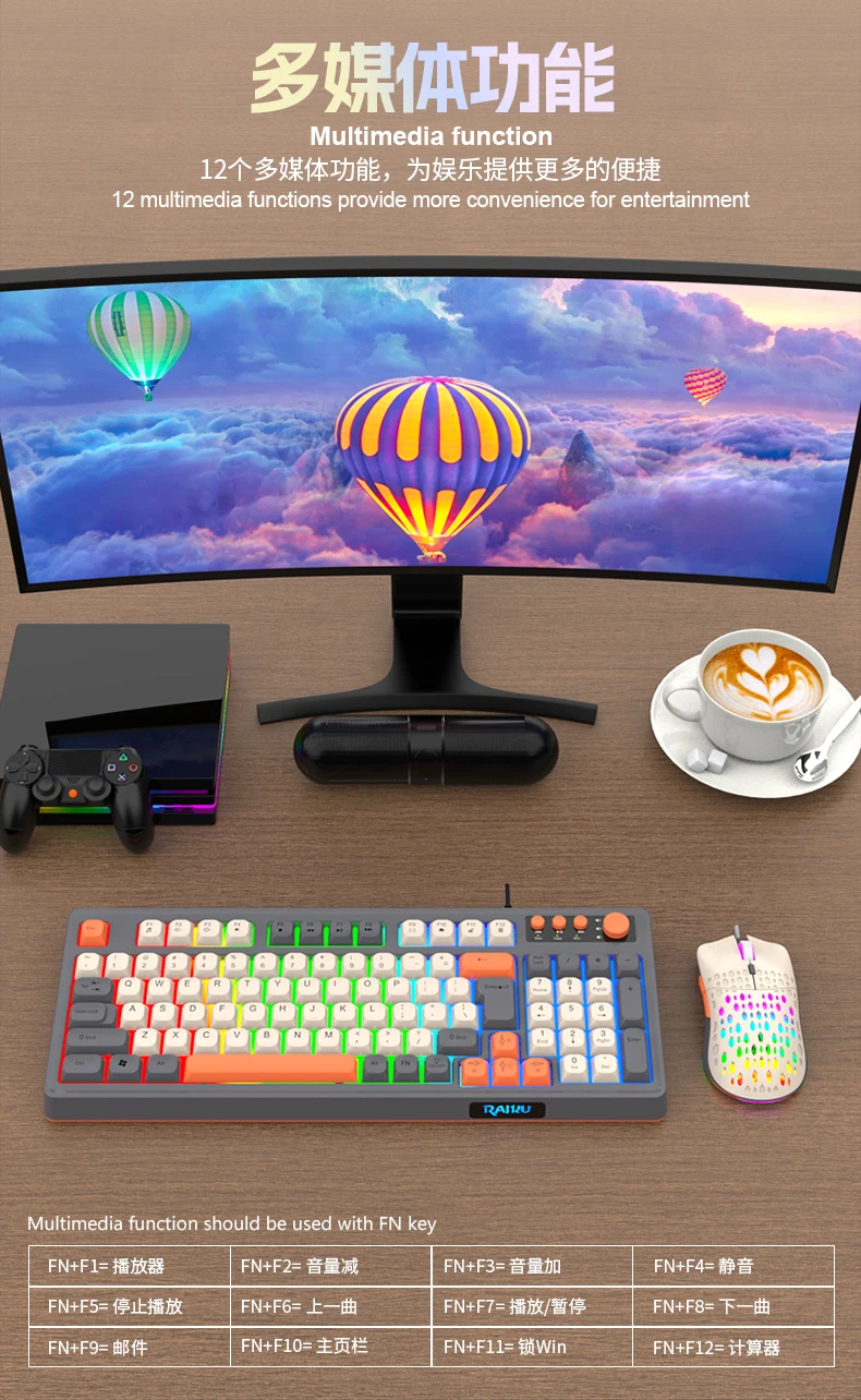 K98 T98 Wired Gaming Keyboard & 6D Mouse Combo - Ergonomic & LED Backlit