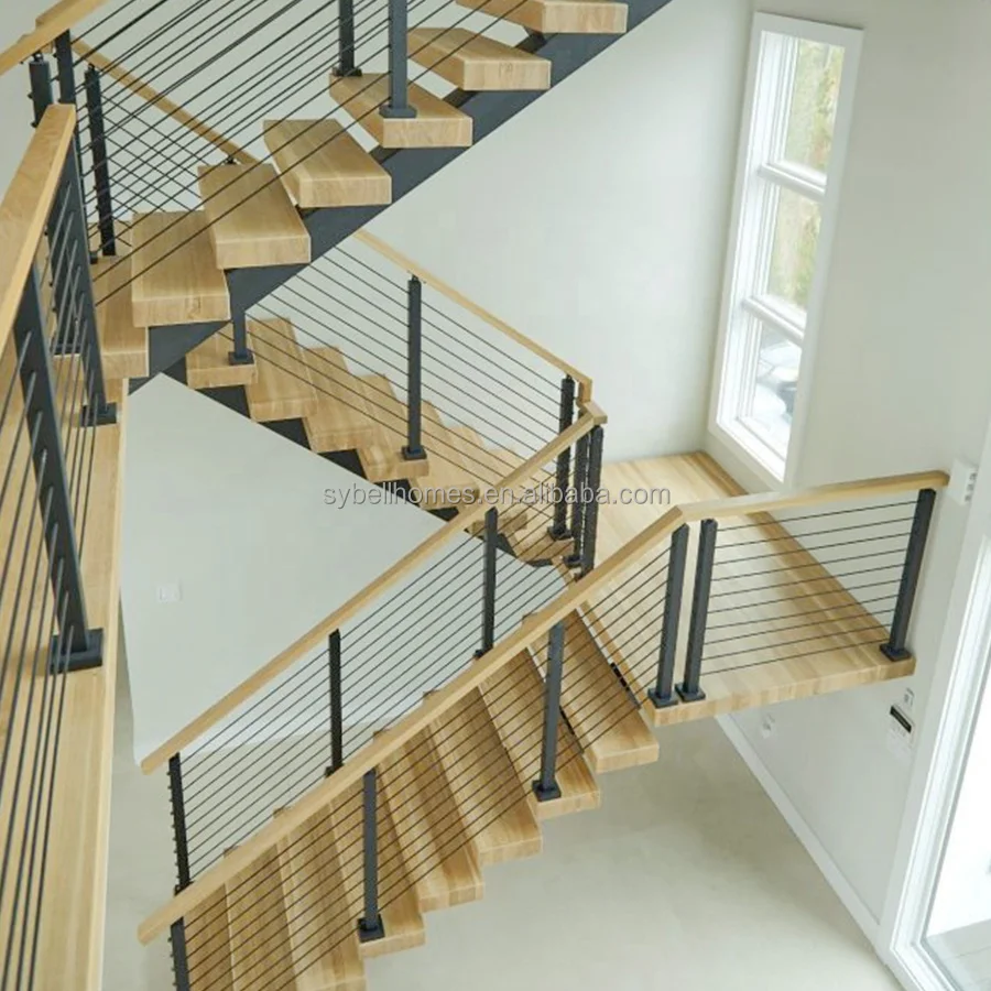 Mono Beam Staircase - Solid Wood, Glass & Stainless Metal
