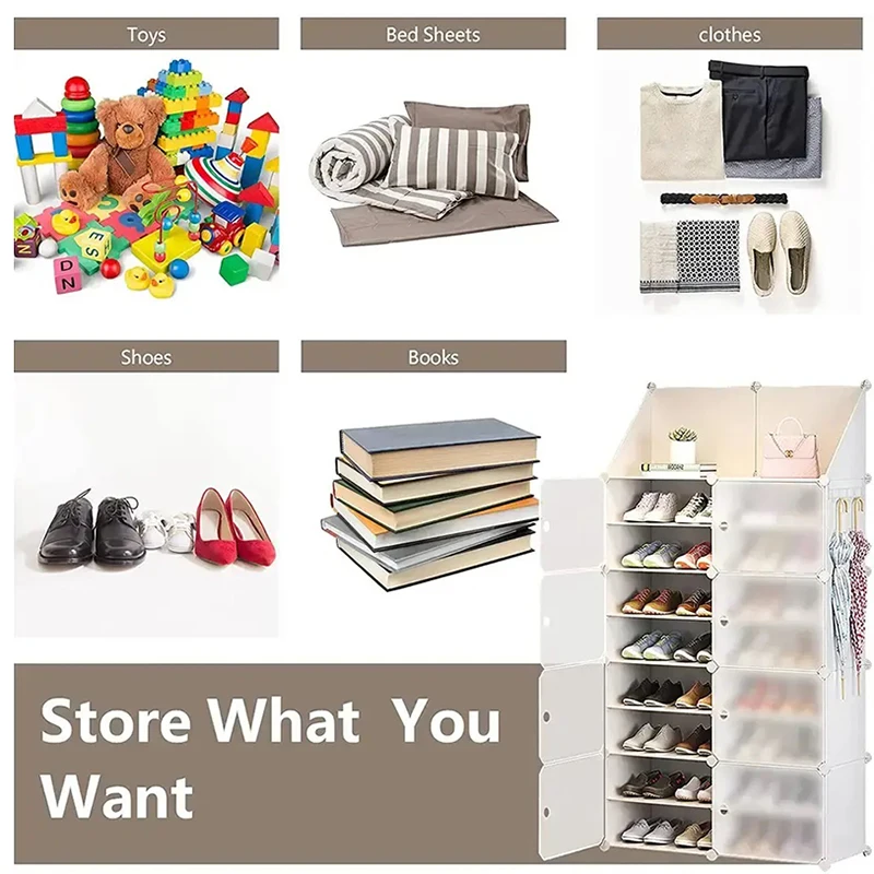 Plastic Foldable Shoe Storage Unit With 6 Tier Modular Shoe Organizer ...