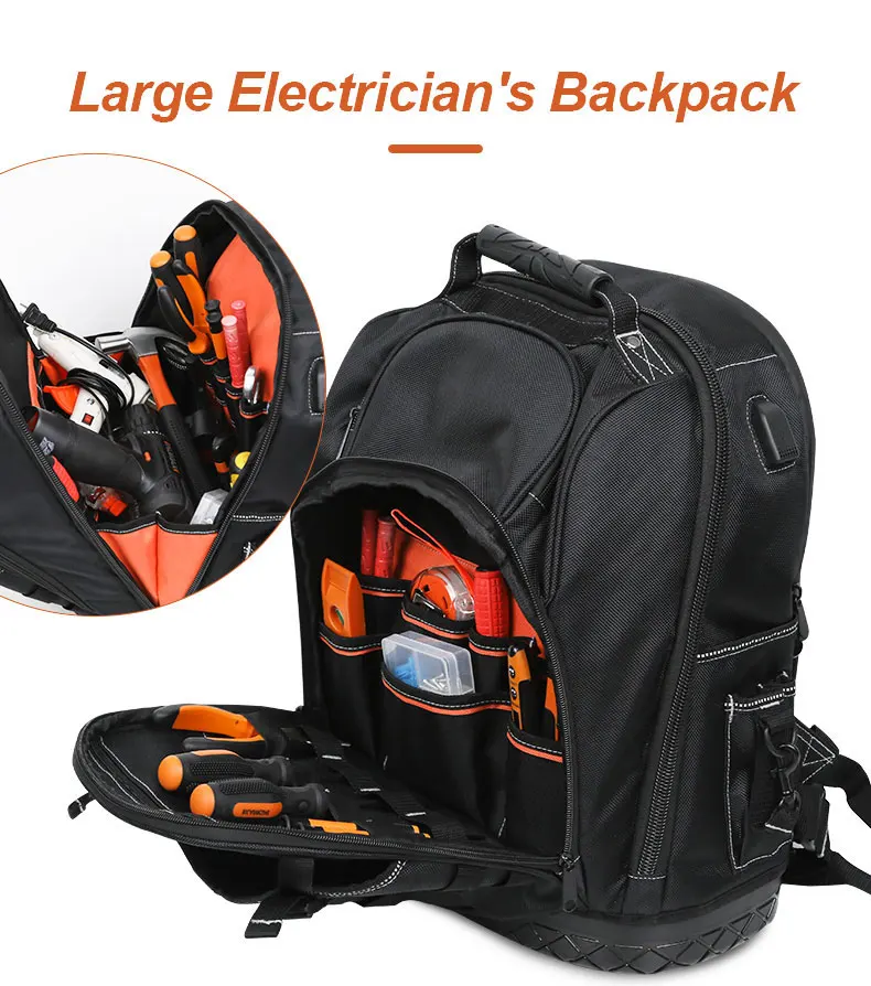 Heavy Capacity Durable Electrician's Kit Backpack With Usb Jack Heavy ...