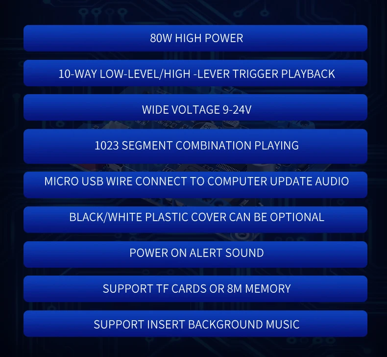 CH358D Low-Level Trigger IO Module, 8Mb Memory, 80W Output, Play MP3 ...