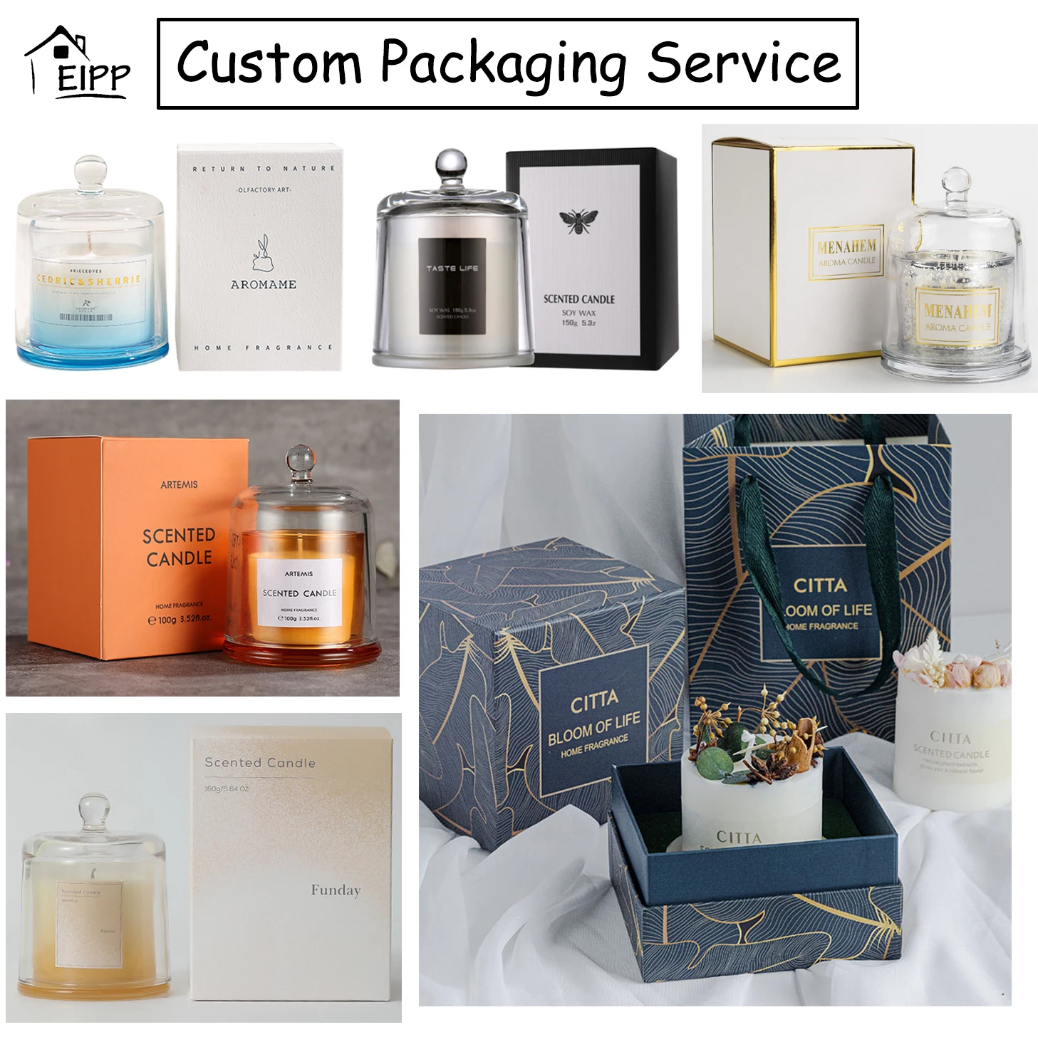 Custom Luxury Empty Clear Glass Candle Container With Lids Box ...